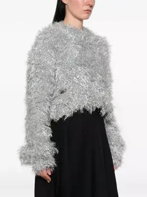 Junya Watanabe Tinsel-effect Cropped Sweater - Silver