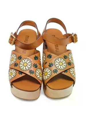 Miu Miu Floral-print Platform Sandals