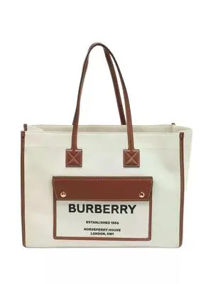 Burberry Freya Horseferry Canvas Tote Bag - Neutrals