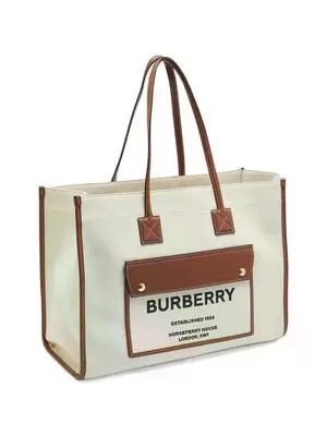 Burberry Freya Horseferry Canvas Tote Bag - Neutrals