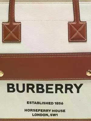 Burberry Freya Horseferry Canvas Tote Bag - Neutrals