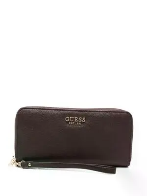 Guess Logo-plaque Pebbled Wallet - Brown