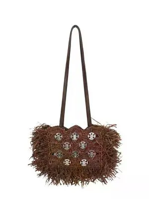 Rabanne Fringe-trimmed Crochet Shoulder Bag - Brown