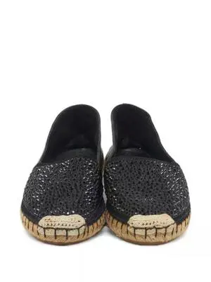 LE SILLA Crystal-embellished Leather Espadrilles