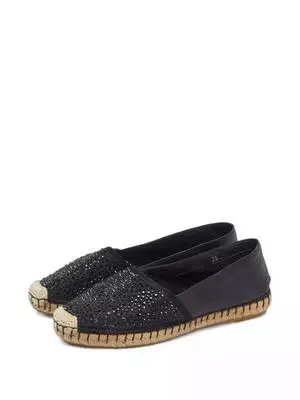 LE SILLA Crystal-embellished Leather Espadrilles