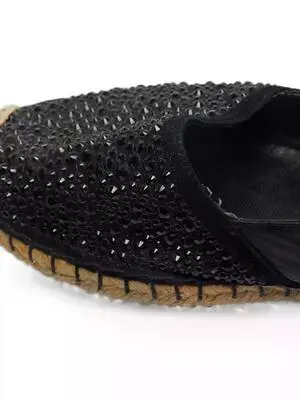 LE SILLA Crystal-embellished Leather Espadrilles