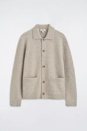 Cos Textured Collared Cardigan - Gray