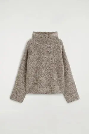Cos Chunky Brushed-cashmere Hoodie - Gray