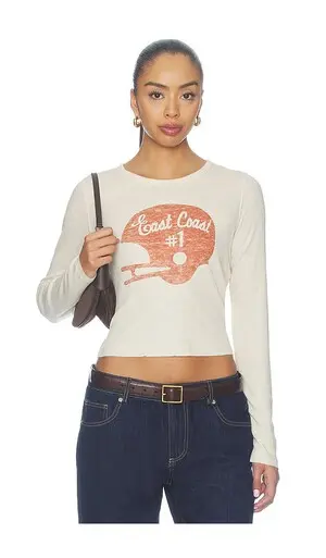 Junk Food East Coast #1 Crop Thermal Top In White - Birch