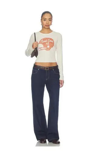 Junk Food East Coast #1 Crop Thermal Top In White