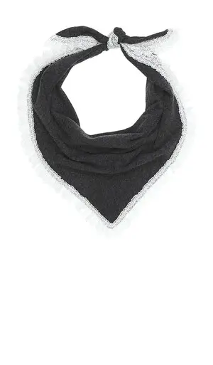 GANNI Wool Lace Triangular Scarf In Grey - Phantom