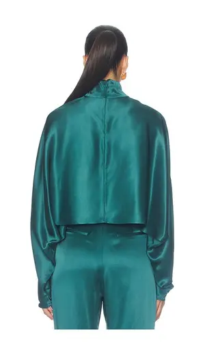 Lapointe Satin Caftan Top In Green
