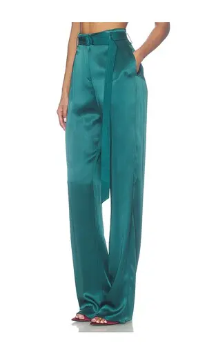 Lapointe Satin Belted Pant In Teal