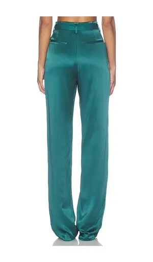 Lapointe Satin Belted Pant In Teal