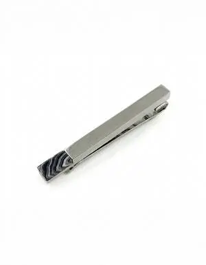 GRESHAM BLAKE Botswana Agate Stone Tie Bar - Silver