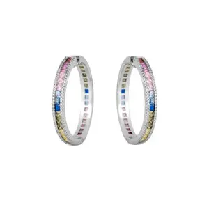 Saachi Rainbow Square Huggie Hoop Earrings