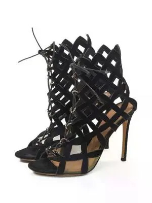 GIANVITO ROSSI Lace-up Caged Heeled Sandals - Black