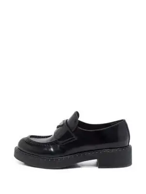 Prada Triangle Logo Plaque Loafers - Black