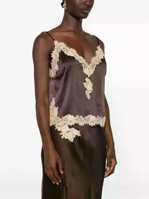 DÔEN Kira Lace-trim Top - Brown