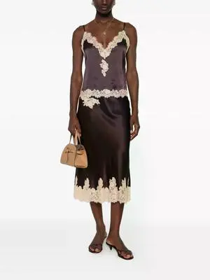 DÔEN Kira Lace-trim Top - Brown
