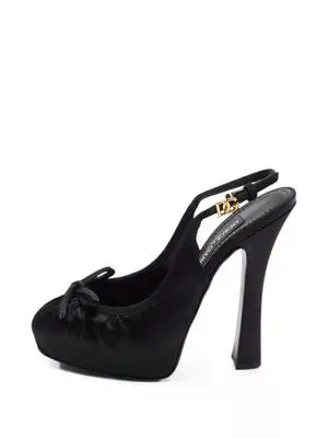 Dolce & Gabbana Vally Bow-detail Slingback Platform Pumps - Black