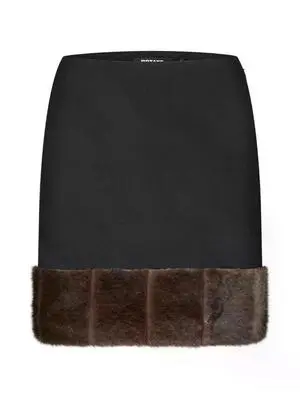 ROTATE BY BIRGER CHRISTENSEN Mini Faux Fur Skirt - Black