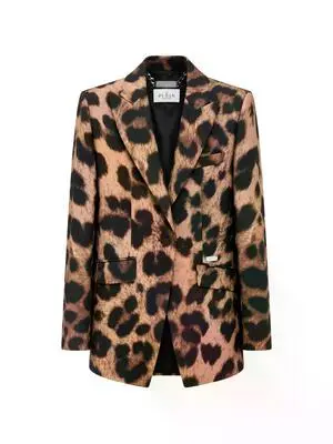 Philipp Plein Leopard Blazer Single Breasted Fit - Brown