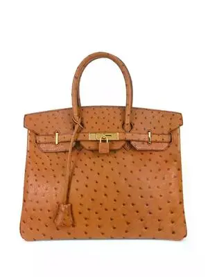 Hermès 1999 Ostrich Birkin 35 Leather Tote Bag - Brown