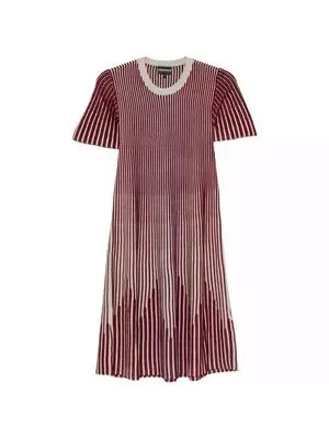 Emporio Armani Striped Short-sleeve Midi Dress - Red