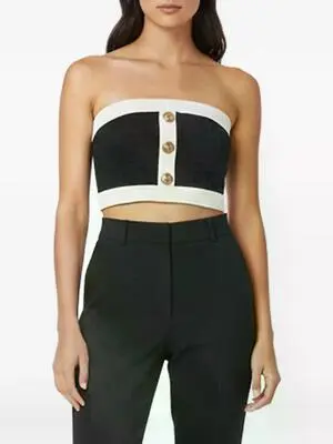 Elisabetta Franchi Monogram Jacquard Tube Top