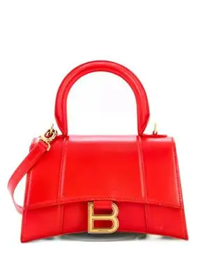 Balenciaga Hourglass Top Handle Bag Leather Xs Crossbody Bag - Red