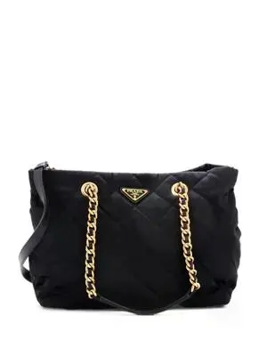 Prada Convertible Chain Tote Quilted Tessuto Medium Shoulder Bag