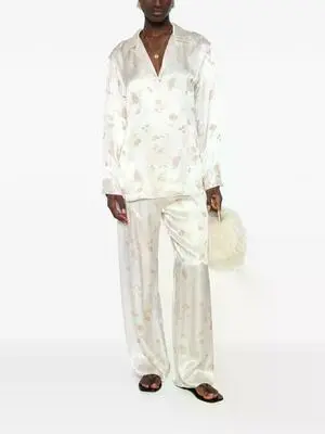 DÔEN Lavona Floral-jacquard Trousers - Neutrals