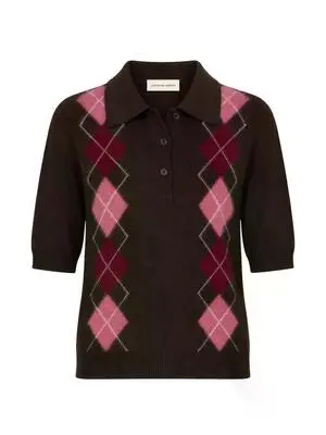 Liviana Conti Isma Argyle Short-sleeve Sweater - Brown