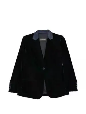 Emporio Armani Velvet Single-breasted Jacket - Blue