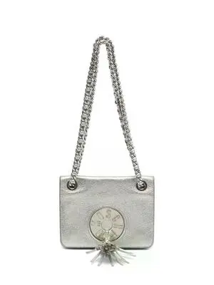 Moschino Logo Tassel-detail Shoulder Bag - Silver