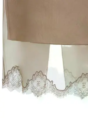Carven Lace-trim Silk Midi Skirt