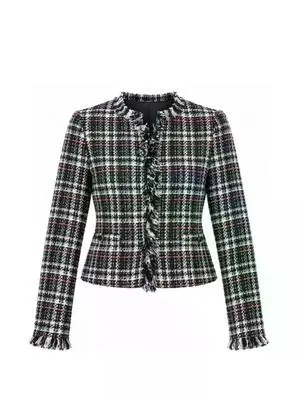 TWINSET Checked Fringed Jacket - Black