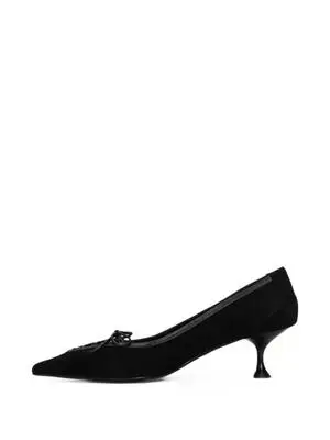 Lola Cruz Daniela Lace-up Pointed-toe Pumps - Black