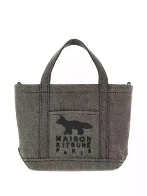 Maison Kitsuné Mini Profile Fox Denim Tote Bag - Black