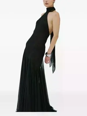 DE LA VALI Elowen Halterneck Lace Maxi Dress