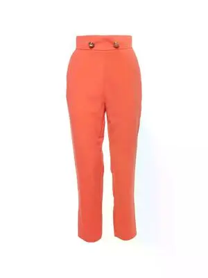 Elisabetta Franchi Button-embellished Crepe Trousers - Orange
