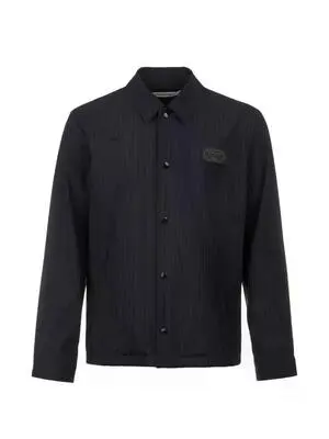 Undercover Pinstripe-print Logo-patch Jacket - Blue