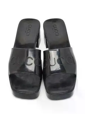 Gucci Logo Platform Sandals - Black