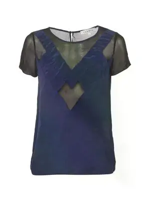 Sandro Mesh-inset Silk Blouse - Blue