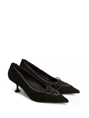 Lola Cruz Daniela Lace-up Suede Pumps - Brown