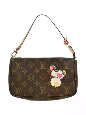 LOUIS VUITTON 2004 Monogram Panda Pochette Accessoires Shoulder Bag - Brown