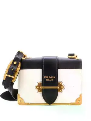 Prada Cahier Leather And Saffiano Leather Small Crossbody Bag - Black