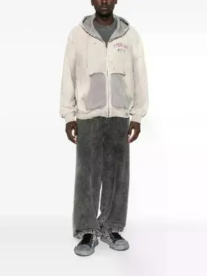 Mihara Yasuhiro Bleached Wide-leg Track Pants - Grey