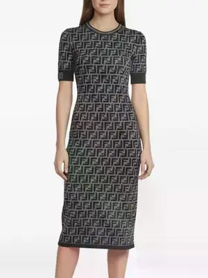 Fendi Zucca-monogram Mini Dress - Grey